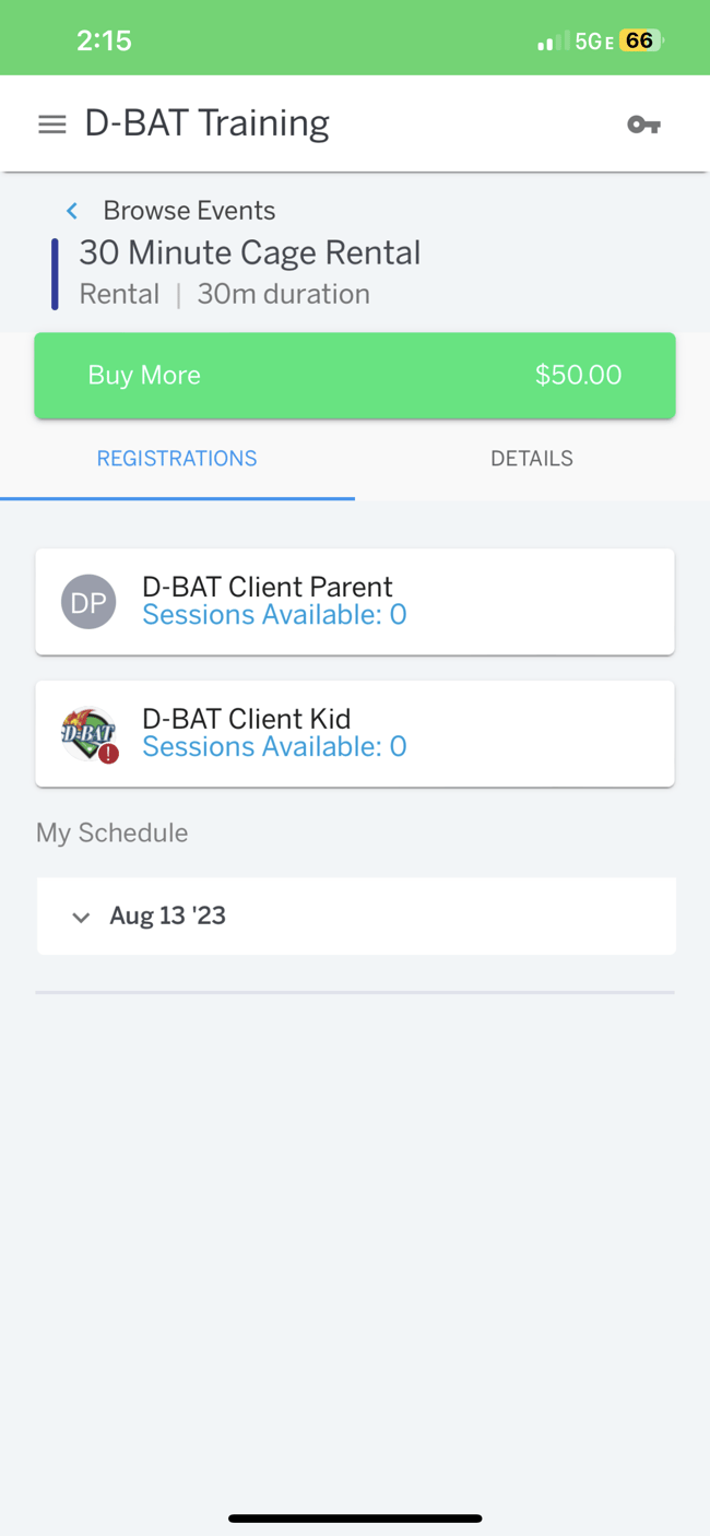 Schedule Sessions via My Profile